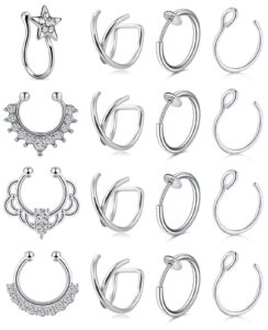 avyring fake nose ring hoop faux nose septum ring non-pierced clip on nostril piercing rings jewelry silver gold