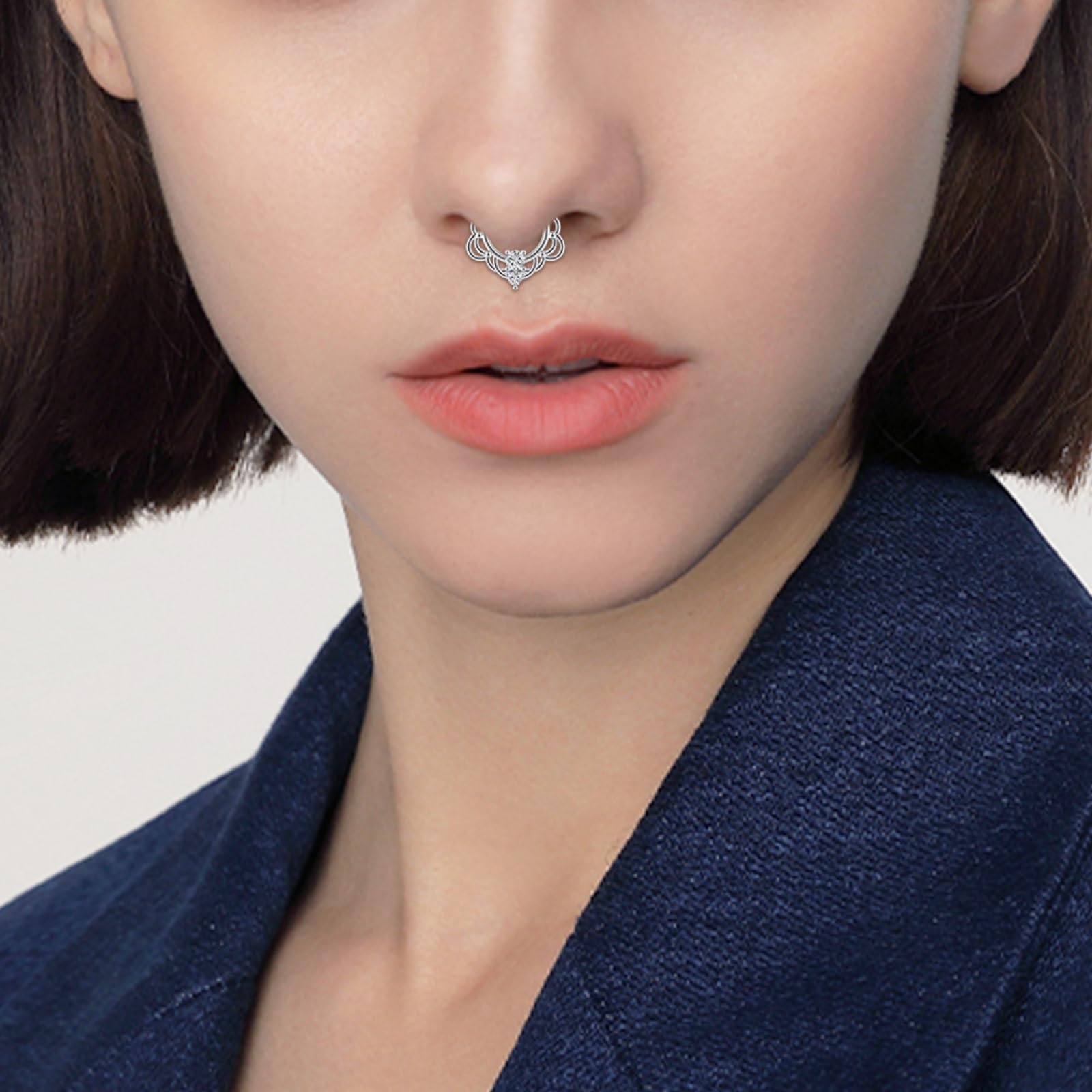 AVYRING Fake Nose Ring Hoop Faux Nose Septum Ring Non-Pierced Clip On Nostril Piercing Rings Jewelry Silver Gold