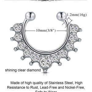 AVYRING Fake Nose Ring Hoop Faux Nose Septum Ring Non-Pierced Clip On Nostril Piercing Rings Jewelry Silver Gold