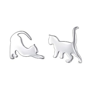 daochong 925 sterling silver animal ear studs cute cat stud earrings for women cat lover christmas birthday graduation gift(cat)