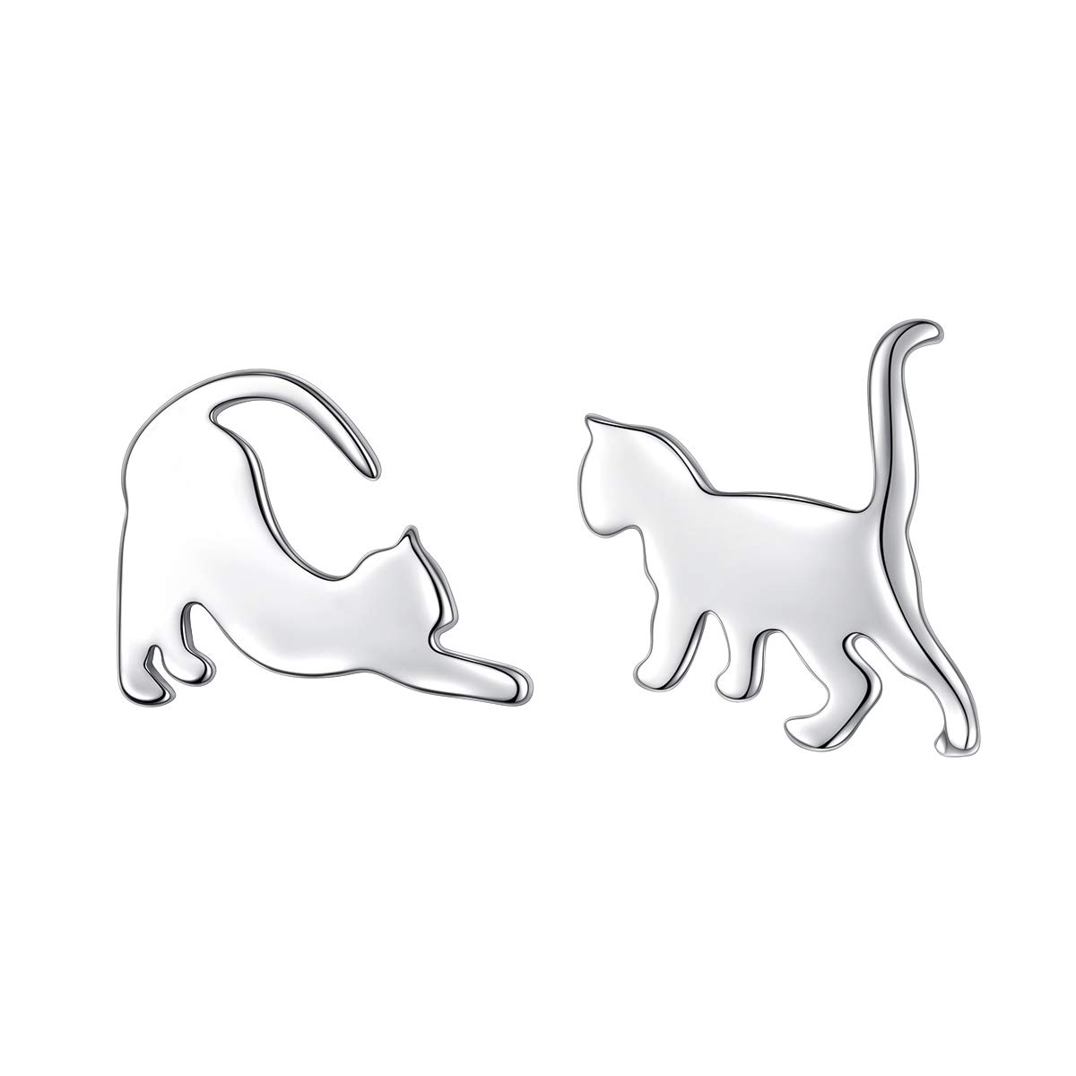 DAOCHONG 925 Sterling Silver Animal Ear Studs Cute Cat Stud Earrings for Women Cat Lover Christmas Birthday Graduation Gift(Cat)