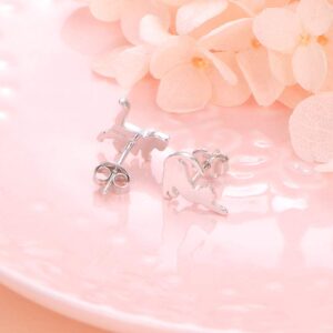 DAOCHONG 925 Sterling Silver Animal Ear Studs Cute Cat Stud Earrings for Women Cat Lover Christmas Birthday Graduation Gift(Cat)