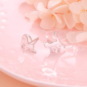 DAOCHONG 925 Sterling Silver Animal Ear Studs Cute Cat Stud Earrings for Women Cat Lover Christmas Birthday Graduation Gift(Cat)