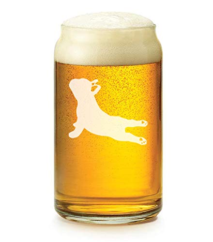 MIP Brand 16 oz Beer Can Glass French Bulldog Yoga