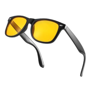 gysnail blue light blocking glasses for men, eye strain fatigue relief and better sleep，computer gaming glasses women (black frame yellow lens)