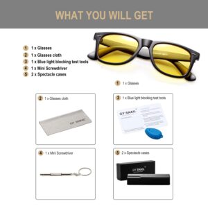 GYsnail Blue Light Blocking Glasses for Men, Eye Strain Fatigue Relief and Better Sleep，Computer Gaming Glasses Women (Black Frame Yellow lens)