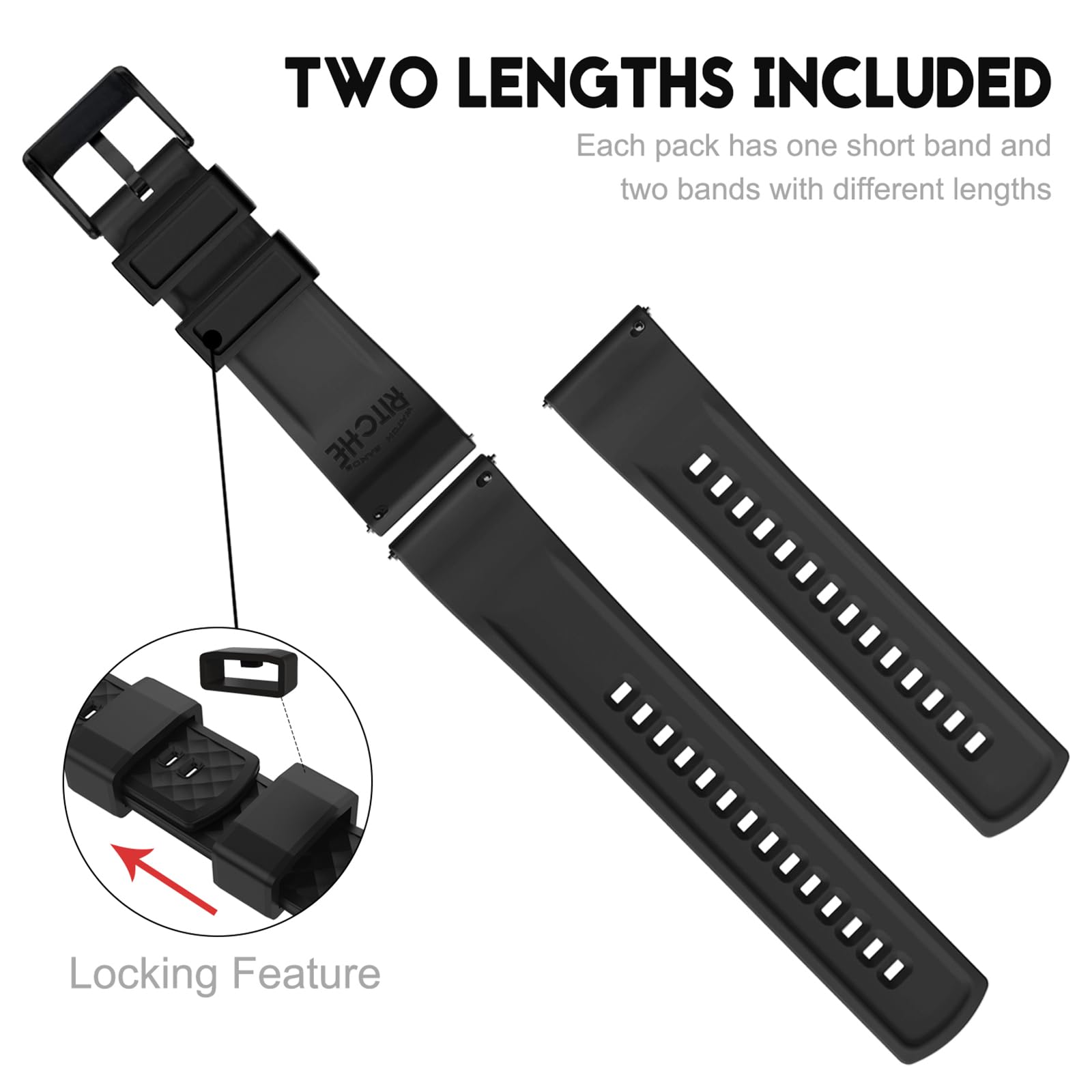 Ritche 22mm Silicone Watch Band Compatible with Samsung Galaxy Watch 3 (45mm) Samsung Gear S3 Classic Watch Quick Release Rubber Watch Bands for Men Women, Valentine's day gifts for him or her