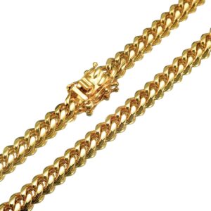 jewelry kingdom 1 mens necklace 18k gold chain cuban link chain for men's jewelry, necklace for women, top 316l stainless steel(18inches length, 6mm width necklace)