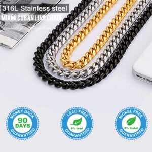 Jewelry Kingdom 1 Mens Necklace 18K Gold Chain Cuban Link Chain for Men's Jewelry, Necklace for Women, Top 316L Stainless Steel(18inches Length, 6MM Width Necklace)