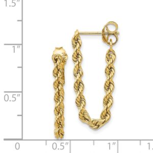 Twisted Rope Chain Dangle Post Earrings in Real 14k Yellow Gold 10 mm x 27 mm