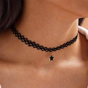 Olbye Elastic Choker Star Necklace Black Tattoo Choker Necklaces for Women Plastic Minimal Necklace Jewelry