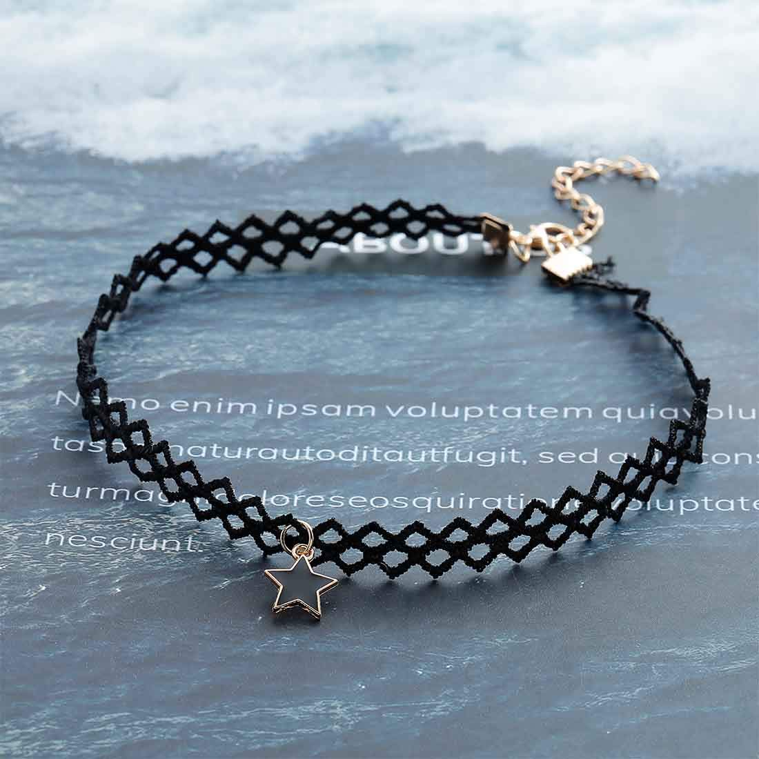 Olbye Elastic Choker Star Necklace Black Tattoo Choker Necklaces for Women Plastic Minimal Necklace Jewelry