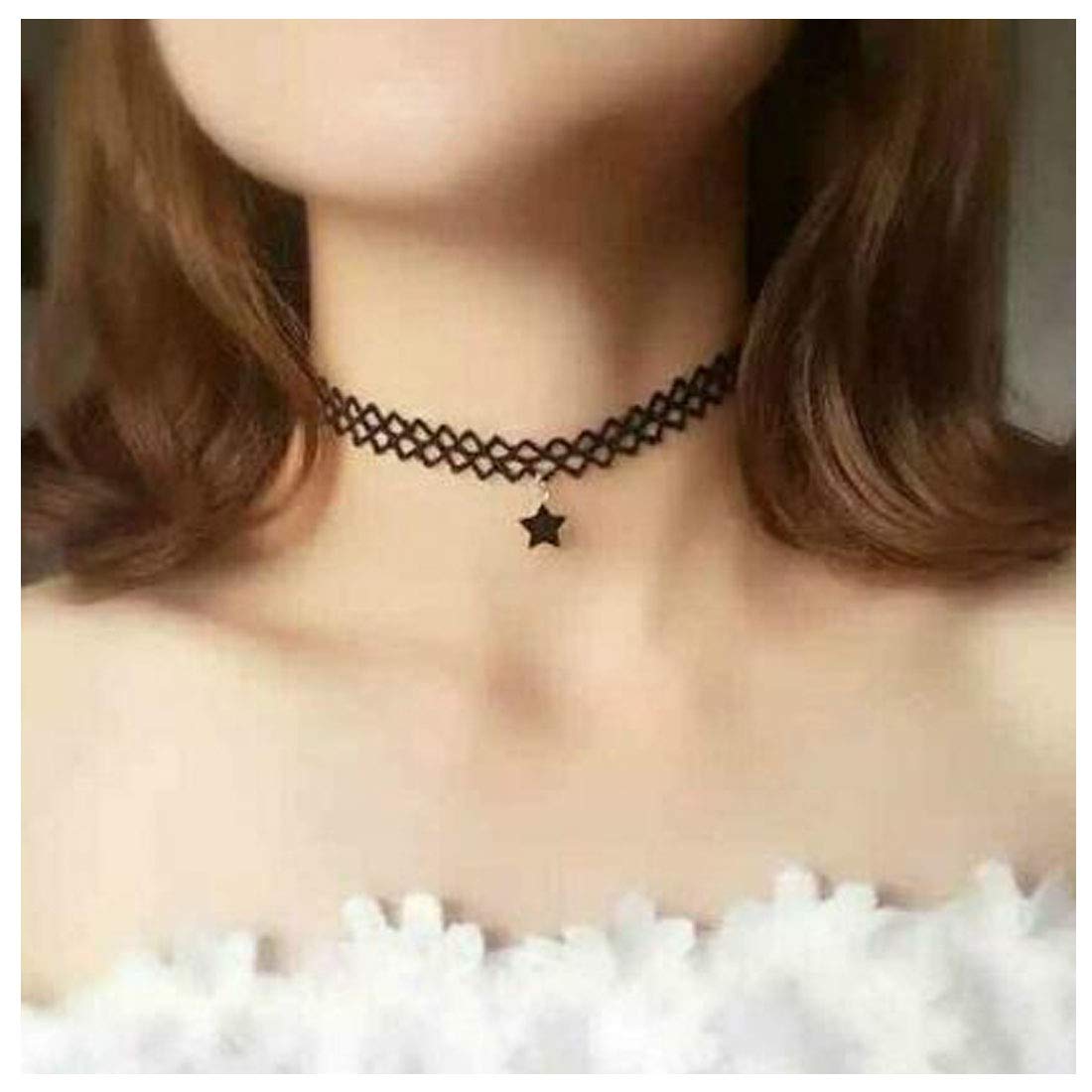 Olbye Elastic Choker Star Necklace Black Tattoo Choker Necklaces for Women Plastic Minimal Necklace Jewelry