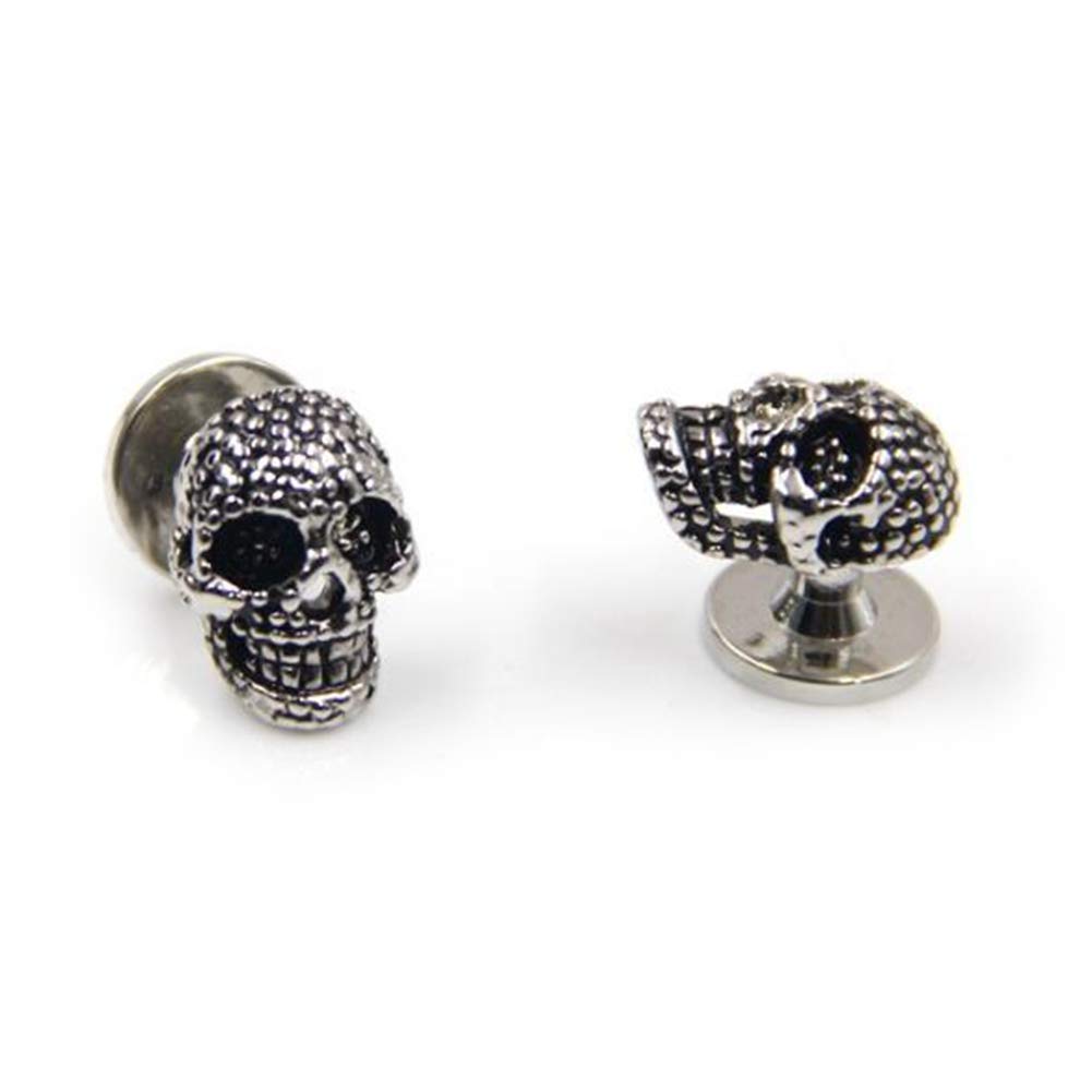 Black Skull Cufflinks and Dress Shirt Studs Set for Tuxedo Party Accessories Gift