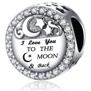 925 sterling silver charm fit for pandora charms bracelet i love you to the moon and back bead charm birthday gifts women jewelry