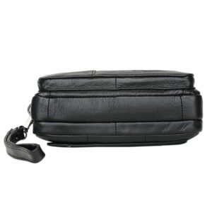 KPYWZER Leather Clutch Purse Wallet Men Wristlet Holder Wrist Bag Pack Business Handbag Black