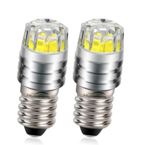 ruiandsion 2pcs e10 base led upgrade bulb white 6v cob 2w replacement for flashlights torch lights