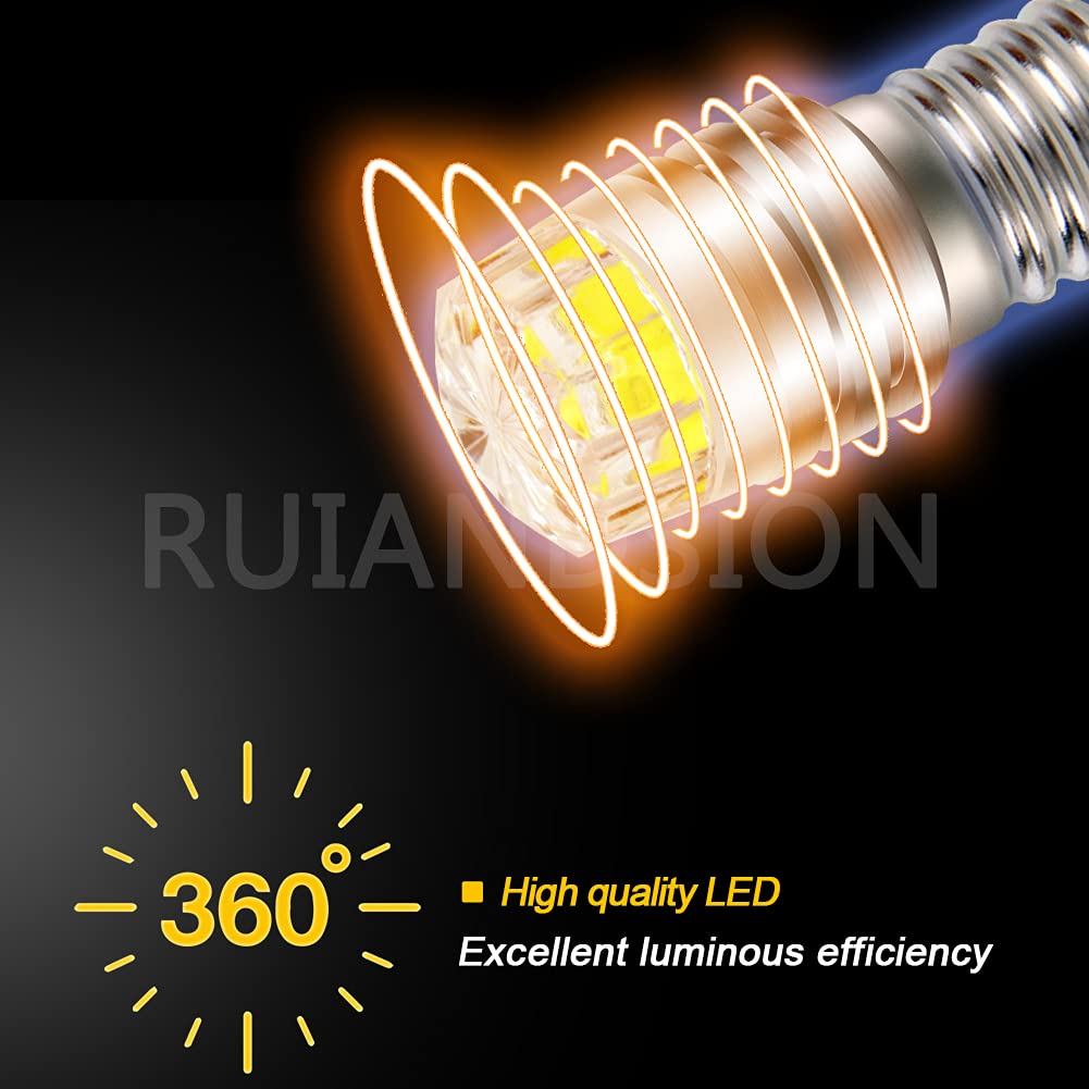 Ruiandsion 2pcs E10 Base LED Upgrade Bulb White 6V COB 2W Replacement for Flashlights Torch Lights