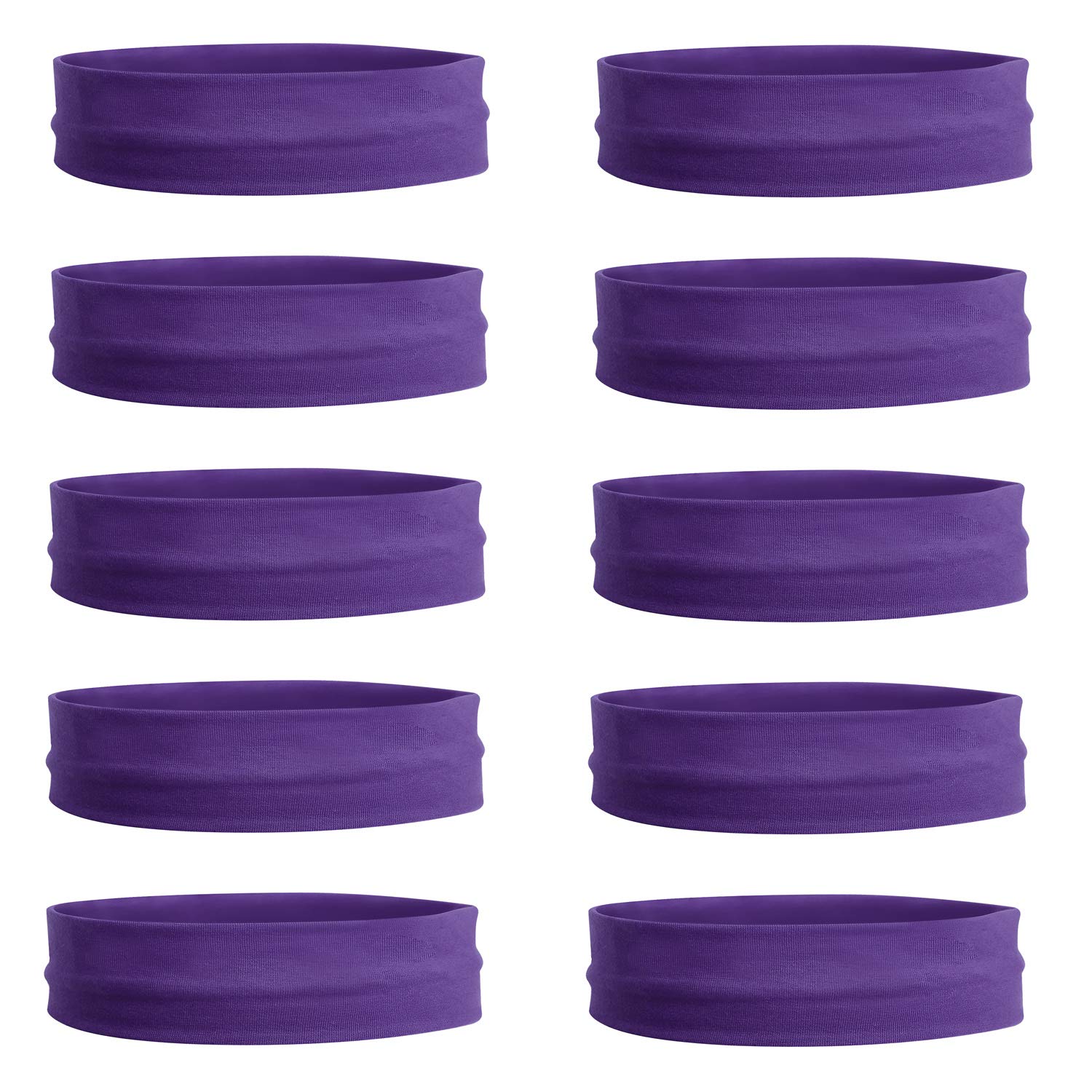 Teemico 10 Pack 3" Cotton Headbands Pack Stretch Elastic Yoga Soft and Stretchy Sports Sweatbands Fashion Headband for Teens Women (Purple)