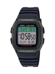 casio w-96h-3avcf men's classic quartz resin strap, black, 21.5 casual watch (model: w-96h-3avcf), black/green