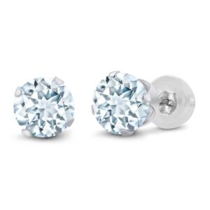 gem stone king 14k gold gemstone birthstone solitaire stud earrings | round 6mm | gold earrings for women