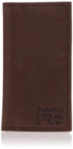 timberland pro mens rfid leather long bifold rodeo wallet with rfid, dark brown, one size