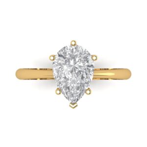 clara pucci 14k yellow gold 2.47cttw pear cut solitaire moissanite designer 6-prong art deco anniversary ring statement bridal wedding