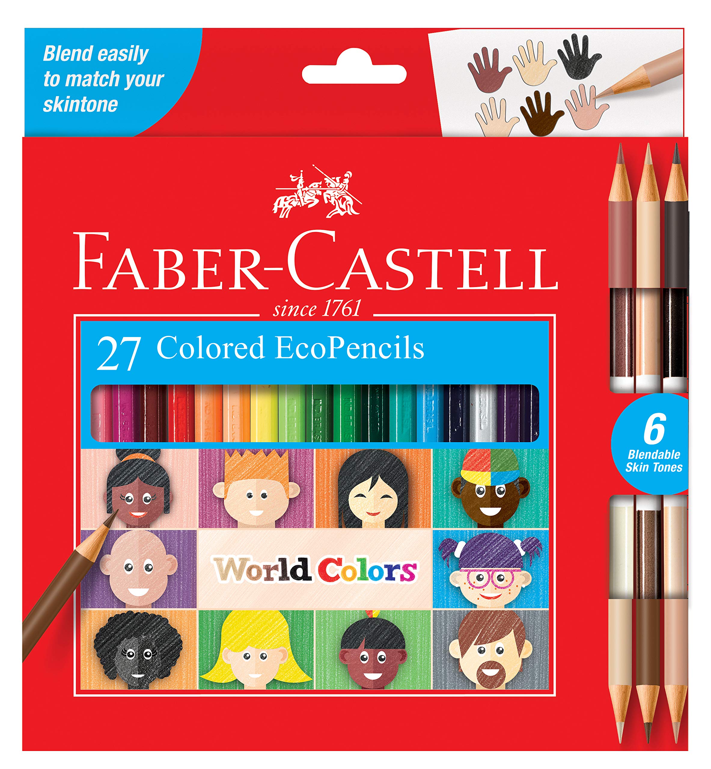 Faber-Castell World Colors Ecopencils, 27 Count - Diverse Skin Tone Colored Pencils For Kids