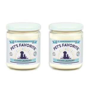 pet's favorite - tested & proven - odor eliminating candle, pet-friendly scented candle, in 7 great fragrances – 70-hour burn time, cotton wick (fresh laundry, pack of 2)