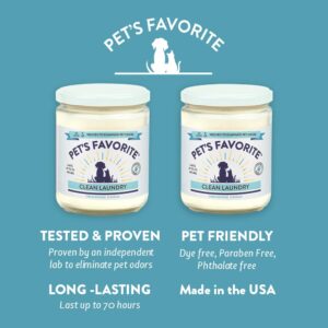 Pet's Favorite - Tested & Proven - Odor Eliminating Candle, Pet-Friendly Scented Candle, in 7 Great Fragrances – 70-Hour Burn Time, Cotton Wick (Fresh Laundry, Pack of 2)