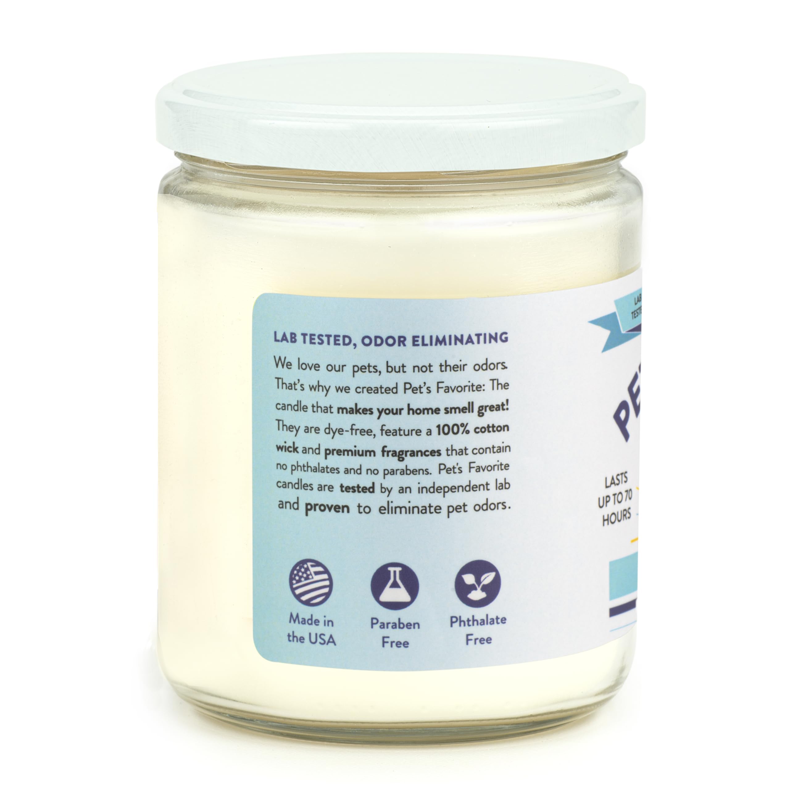 Pet's Favorite - Tested & Proven - Odor Eliminating Candle, Pet-Friendly Scented Candle, in 7 Great Fragrances – 70-Hour Burn Time, Cotton Wick (Fresh Laundry, Pack of 2)