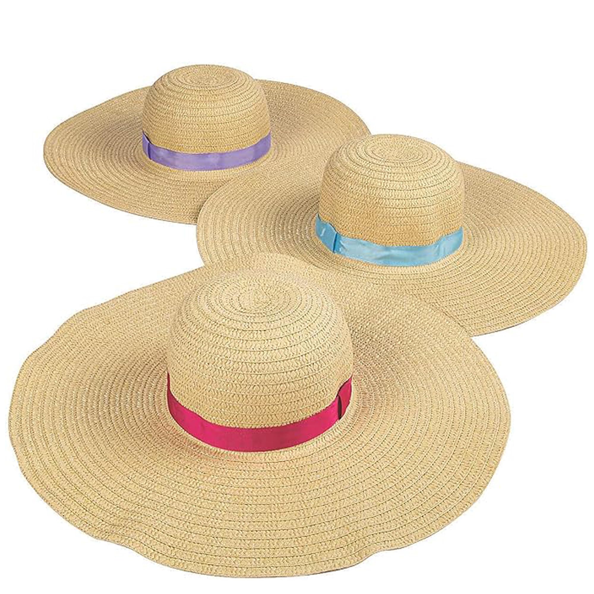 Fun Express Adult Floppy Sun Hats (set of 6 straw hats) Women's Apparel Accessories