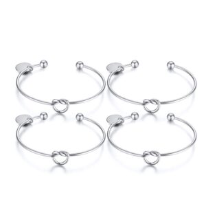 vnox set of 4 custom engraving party friendship bridesmaid wedding gift jewelry love knot bangle bracelet cuff stretch bracelet for bridesmaid proposal