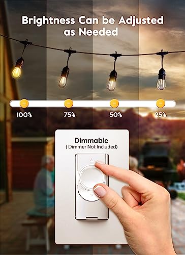 Minetom LED S14 Replacement Light Bulbs, 15 Pack Shatterproof Light Bulbs Equivalent to 11 W, E26 E27 Regular Medium Screw Base for Outdoor Home Light Fixtures and Decorative, 2700K, Warm White