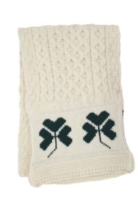 aran crafts irish shamrock soft cable knitted scarf 9"x60" (100% merino wool)