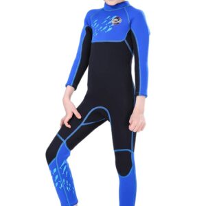 Cokarsey Kids Full Body Wetsuit 2.5mm Neoprene Back Zipper Sun Protection Thermal Swimsuit for Boys