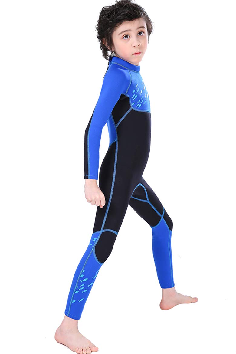 Cokarsey Kids Full Body Wetsuit 2.5mm Neoprene Back Zipper Sun Protection Thermal Swimsuit for Boys