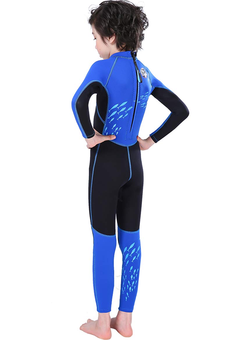 Cokarsey Kids Full Body Wetsuit 2.5mm Neoprene Back Zipper Sun Protection Thermal Swimsuit for Boys