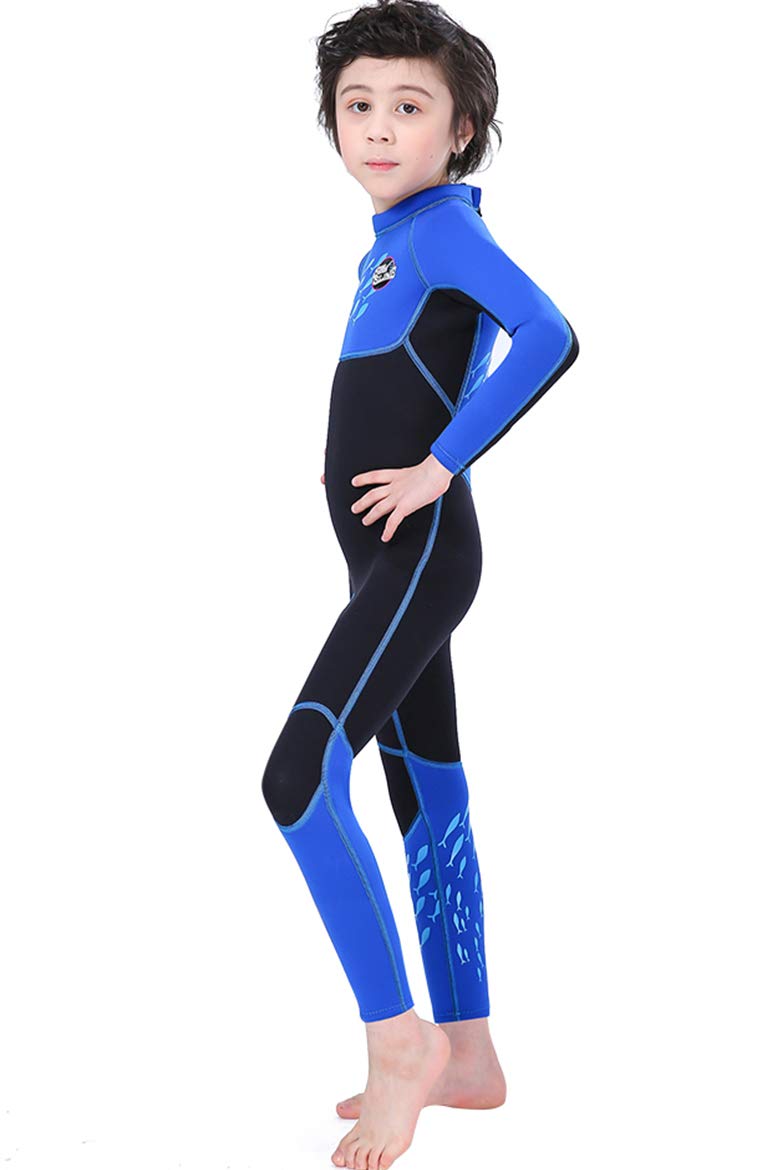 Cokarsey Kids Full Body Wetsuit 2.5mm Neoprene Back Zipper Sun Protection Thermal Swimsuit for Boys