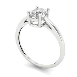 14k White Gold 0.97cttw Classic Oval Cut Solitaire Moissanite Proposal Designer art deco Anniversary Ring Bridal Wedding 9.25