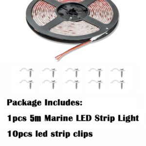 Seaponer Pontoon Boat Light, Marine Led Light Strip for Duck Jon Bass Boat Sailboat Kayak, Led Flex Lighting for Boat Deck Light Accent Light Courtesy Interior Lights Fishing Night, 12v, 5m(16.4ft)