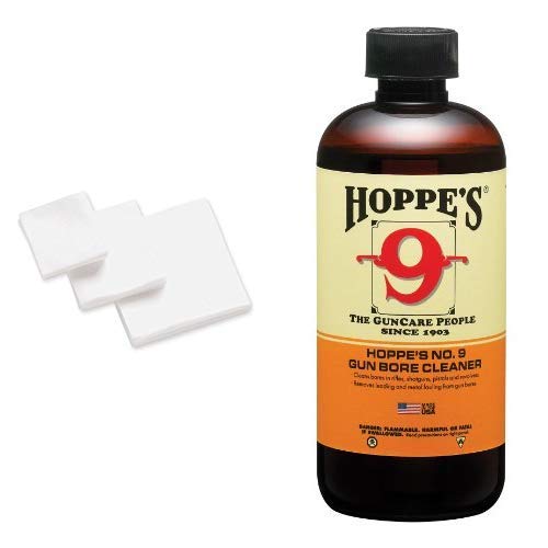 Hoppe's No. 9 Gun Cleaning Patch, .38-.45 Caliber/.410-20-Guage (500 Pack) AND Hoppe's No. 9 Gun Bore Cleaner, 32 oz. Bottle