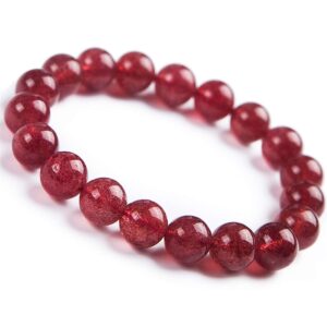 duovekt 11mm genuine natural strawberry quartz crystal bracelet red round beads gemstone for women men anniversary party love gift fashion bracelet aaaa