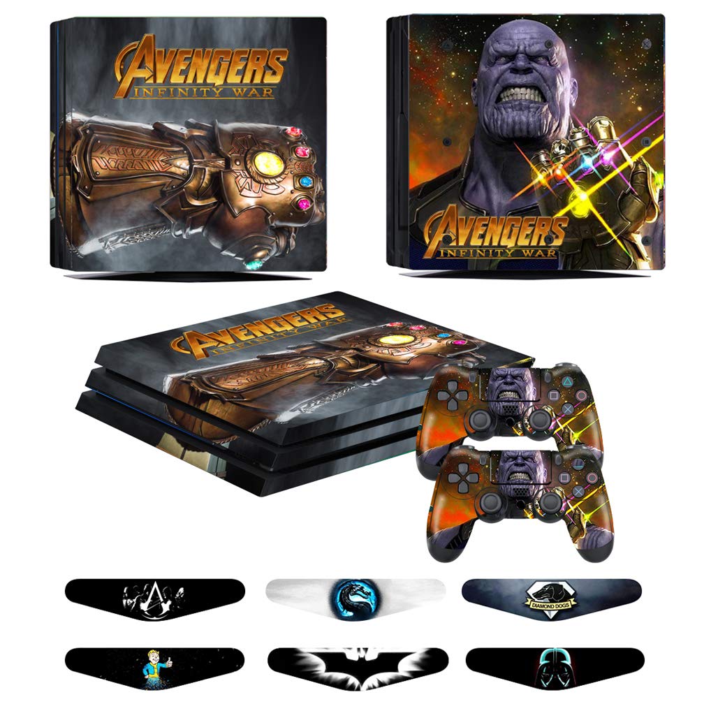 PS4 Pro Skins - Decals for PS4 Controller Playstation 4 Pro - Stickers Cover for PS4 Pro Controller Sony Playstation Four Pro Accessories with Dualshock 4 Two Controllers Skin - Thanos