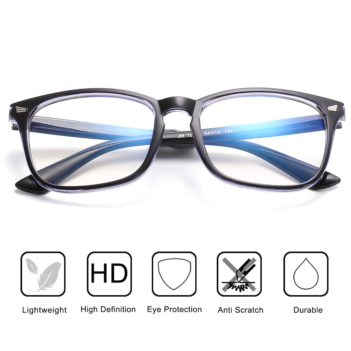 aisswzber Square Non-Prescription Glasses Clear Lens Eyeglasses