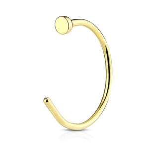 fifth cue gold tone flat disc nose hoop 316l surgical steel ring (20ga | 6mm | new xsmall!)