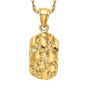 icecarats 14k yellow gold nugget necklace charm pendant only