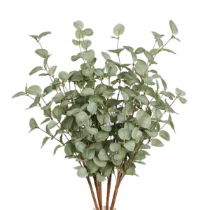 vgia 6 pcs artificial plants eucalyptus stems eucalyptus leaf spray in green greenery stems silk plastic plants floral for home party wedding decoration