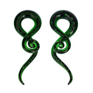 oyaface 2pcs glass spiral ear plugs expander tapers ear piercing jewelry 00g(10mm) green gauges