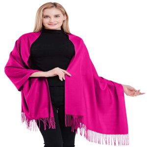 cj apparel hot pink 100% cashmere shawl pashmina scarf wrap stole hand made in nepal new